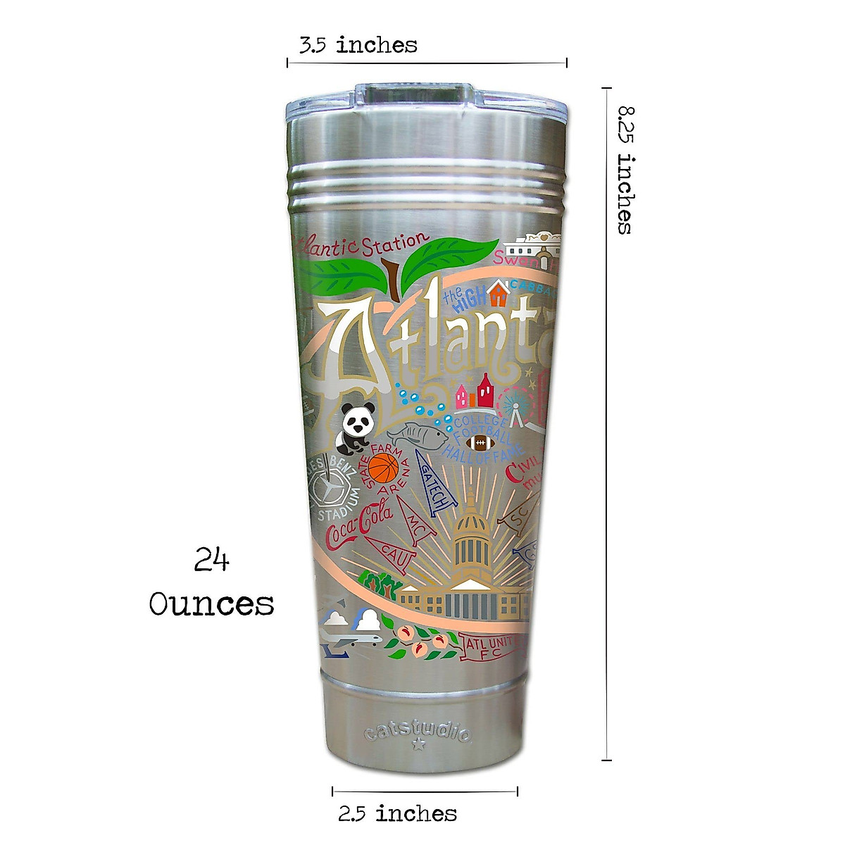 Catstudio Atlanta Thermal Tumbler | Triple Wall Insulation With Non Slip Bottom | Great Travel Cup for Water, Coffee, Tea, or Smoothies