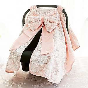 Baby Carseat Canopy Cover with Bow for Girls Boys with Bow Stroller and Cart Cover Carseat Nursing Cover for Newborn