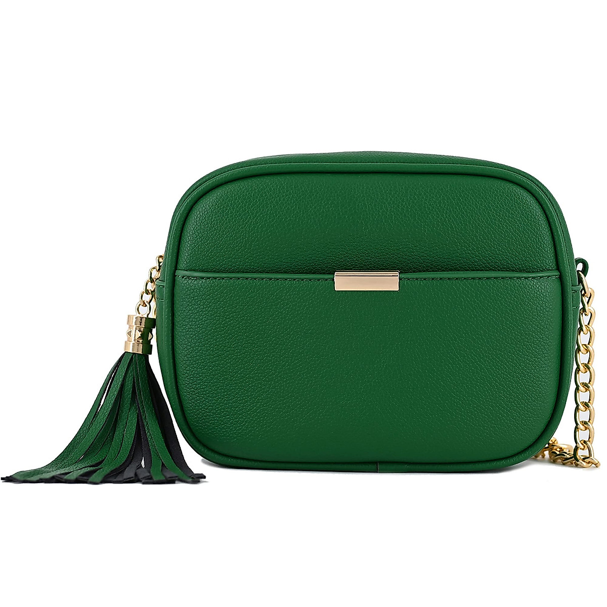 V+BENIE Tassel Small Crossbody Bag with Chain Strap Small Purse Handbags for Women, Camera Bag Kelly Green