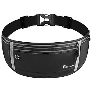 Running Belt Fanny Packs for Men Women,ROSIMAX Waist bag Money Belt Running Phone Holder 4 Pockets Lycra Water Resistant Runners Belt Pouch For Sports Workout Fits Big Phones Up to 8’’（X-Large)