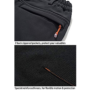 CARWORNIC Men's Snow Ski Pants Waterproof Softshell Fleece Lined Outdoor Hiking Snowboard Pants with Ankle Zipper