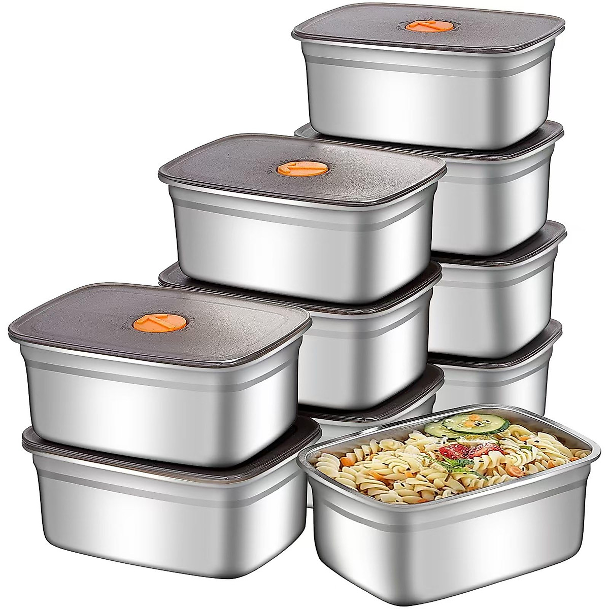 GIUOIDUO 20 PCS Food Storage Containers with Lids Airtight (10 Containers & 10 Lids)，stainless steel food containers leak proof storage box with lid Locking Food Storage Container freezer storage