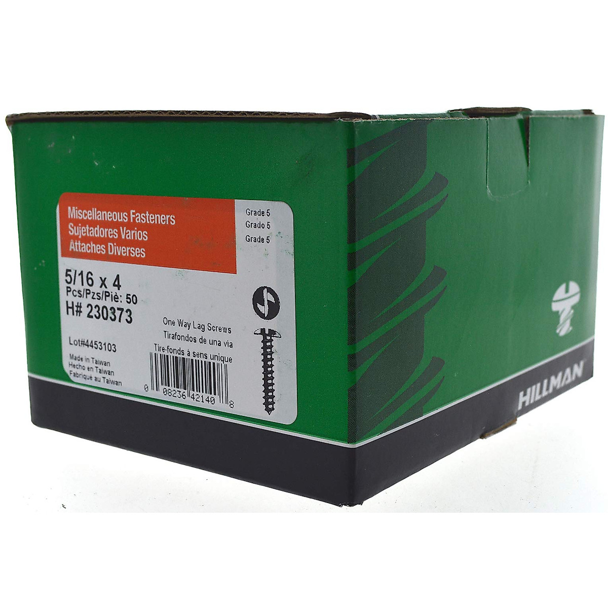 The Hillman Group 230373 Heat-Treated One-Way Lag Screw 5/16" x 4", Black