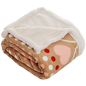 Lavish Home Fleece Sherpa Throw Blanket-Hearts-Red, 50" x 60"