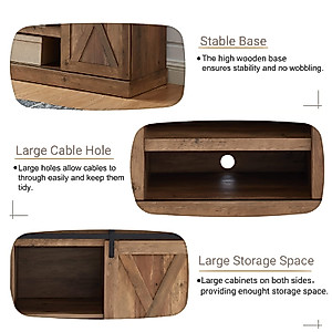 EDYO LIVING Farmhouse TV Stand for 65 Inch TV, Wood TV Stand with Sliding Barn Door, Entertainment Center with Storage Cabinet, Rustic Media Console for Living Room Bedroom, Rustic Oak