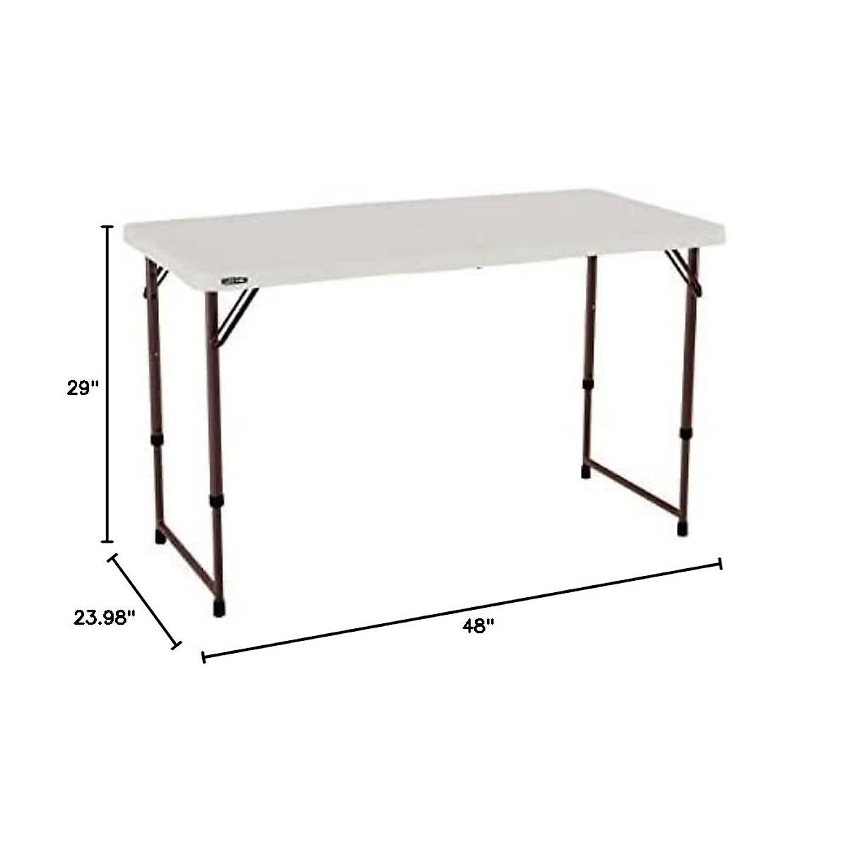 Lifetime 4432 4-Foot Half Adjustable Folding Table, Almond