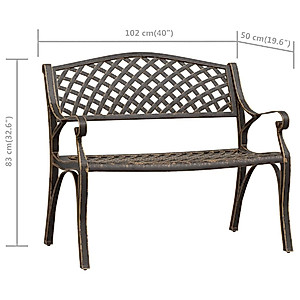 WEHUOSIF Patio Bench 40.2" Cast Aluminum,Back Chair,Garden Bench, Backyard Benches,Yard Bench,Park Bench,Farmhouse Bench,Outdoor Furniture,for Patio, Porch, Backyard, Bronze