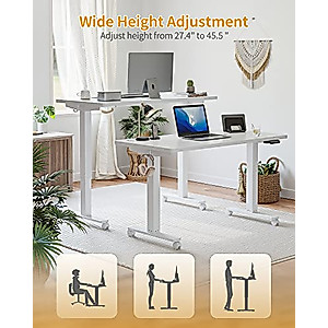 CubiCubi Electric Standing Desk, 55 x 24 Inches Height Adjustable Sit Stand Desk, Ergonomic Home Office Computer Workstation, White