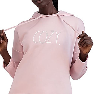 Rae Dunn Women's Matching Lounge Set with Pullover Long Sleeve Graphic Sweatshirt and Drawstring Sweatpants with Pockets 2 Piece, Pink Clay, Large