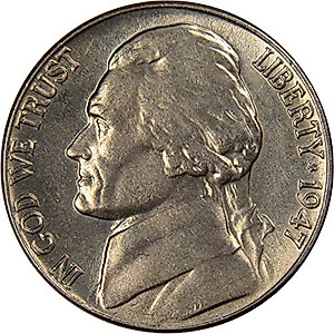 1947 Jefferson Nickel 5 Cent Piece BU Uncirculated Mint State 5c US Coin