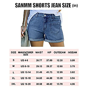 Women Folded Hem Shorts Distressed Elastic Waist Casual Short White Jean Shorts for Juniors XL