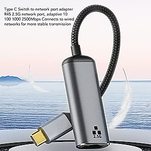 USB C to Ethernet Adapter, 10 100 1000 2500Mbps High Speed, USB Type C to RJ45 2.5G Gigabit Ethernet LAN Network Adapter,for Windows, for Android, for OS, for Linux