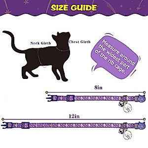 Breakaway Cat Collar with Bells - 3 Pack Charming Luminous Safe Adjustable Moon Pattern Kitten Collar Personalized with Star Pendant, Glow in The Dark