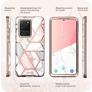 i-Blason Cosmo Series Case for Samsung Galaxy S20 Ultra 5G (2020 Release), [Built-in Screen Protector] Slim Stylish Protective Case (Marble)