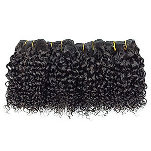 Selina Brazilian Curly Hair Bundles 4 Bundles Kinky Curly Short Human Hair Brazilian Virgin Human Hair 50 Gram/Bundle (8 8 8 8, Natural Color)