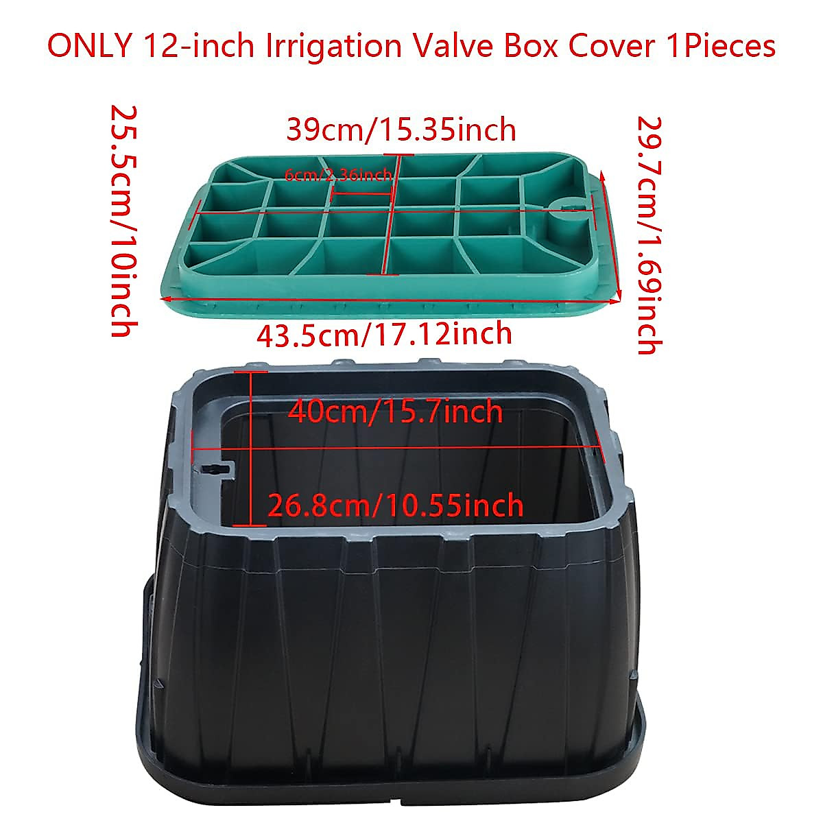 DVECUE Sprinkler Valve Box Cover Outer Diameter 12x17 Inch Irrigation Control Valve Box Replacement Lid Rectangular One Pieces