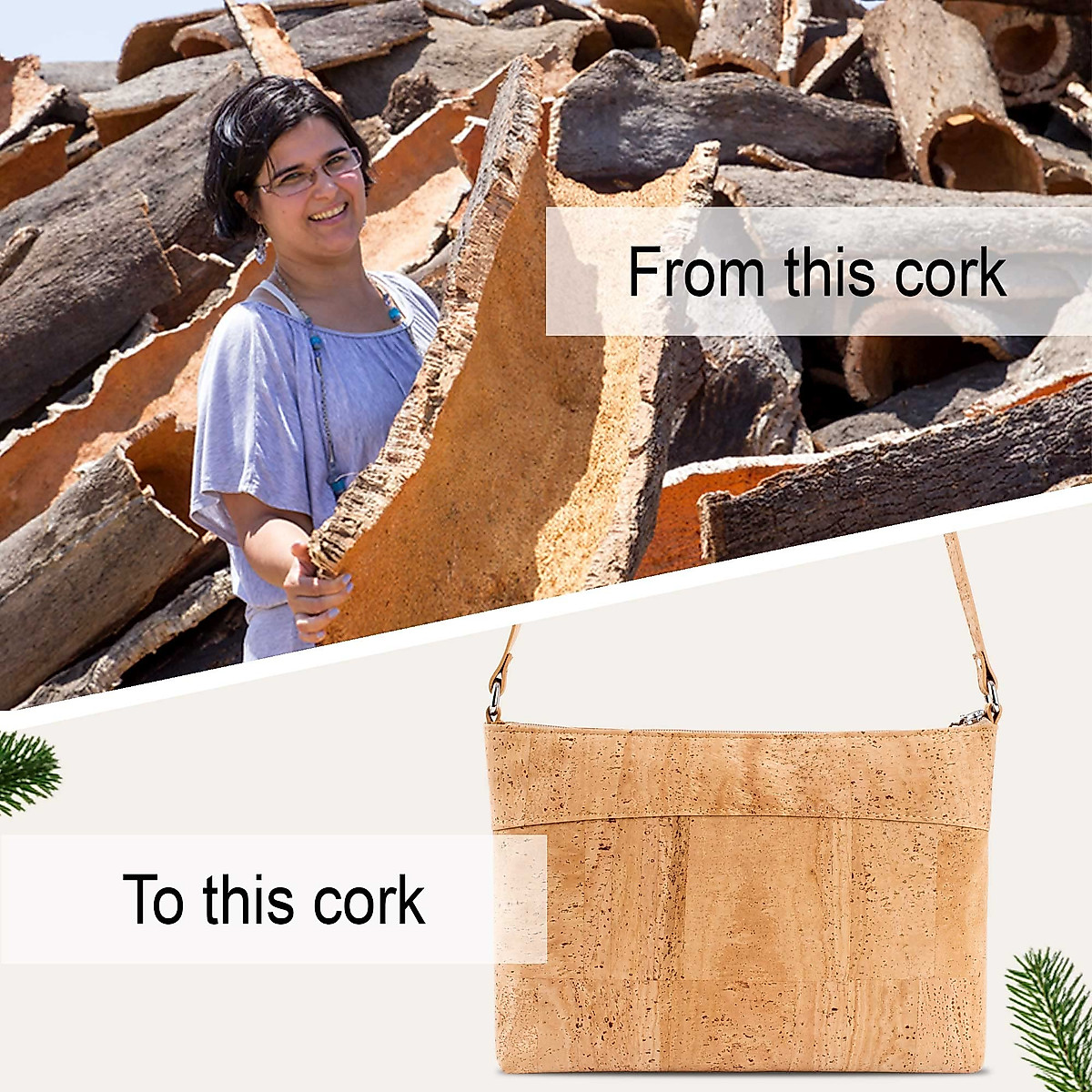 Corkor Cork Purse – Cork Handbags for Women, Vegan Crossbody Bag Cruelty Free Natural