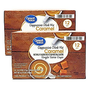 Great Value Cappuccino Coffee and Hot Drink Single Serve Pods, 12 Count (Caramel Cappuccino, Pack of 2)