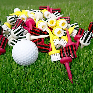 FINGER TEN Brush Golf Tees Type Plastic Unbreakable 2 inch 6 Pack Low Resistance More Distance Consistent Height Driver Training Tee Yellow for Men Women (6 Pack-2 inch)