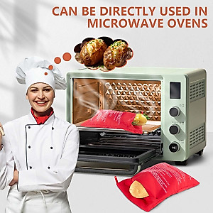 OBTANIM Microwave Potato Bag, 2 Pack of Reusable Microwave Cooker Bag Baked Pouch Potato Bag, Red
