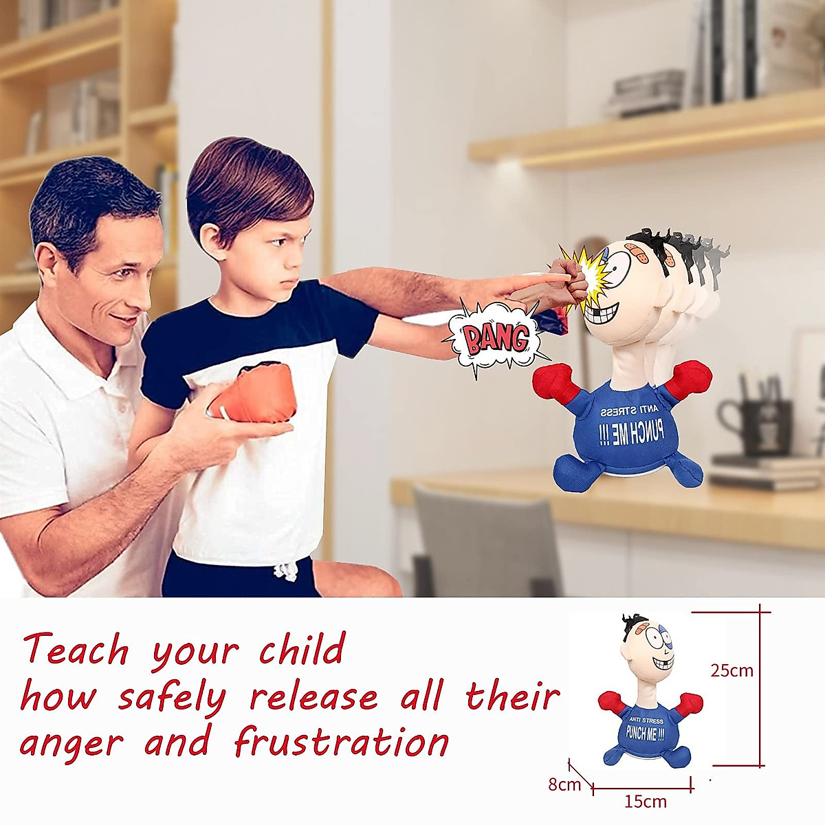 Stress Relief Boxing Desk Toys, Desktop Punching Bag Angry Management Doll, Anti Stress Plush Screaming Doll, Comfortable Touching Me Decompress Toys, Funny Gifts for Friends,Coworkers,Kids Adult