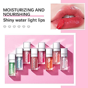 Hydrating Lip Glow Oil, Moisturizing Lip Glow Oil, Nourishing Glossy Transparent Lip Oil, Plumping Lip Oil, Lip Balm, Non-sticky Tinted Toot Lip Balm for Lip Care (CLEAR) 0.2 OZ
