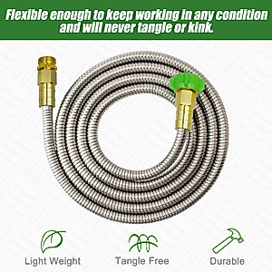 YANWOO 304 Stainless Steel 2ft Short Garden Hose with Female to Male Metal Connector, Flexible & Lightweight Water Hose (2ft)