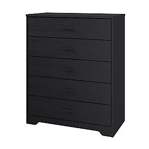 Panana Dresser for Bedroom with 5/6 Drawers, Wooden Chest of Drawers, Storage Organizer Unit Dressers for Bedroom, Living Room, Hallway, Nursery (Black, 5 Drawer)