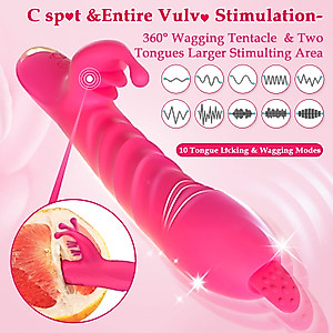Thrusting G Spot Rabbit Dildo Vibrator, Tongue Licking Rotating Vibrating Women Couples Adult Sex Toys, MHYNNR Female Clitoris Vibrator Wand Stimulator Toy, Dildos Vibrators for Woman Her Pleasure
