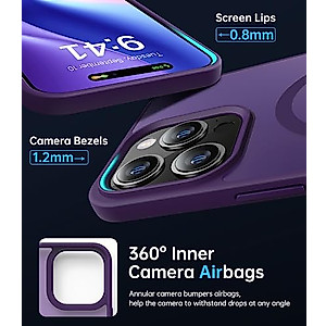 Kocanasi 𝗡𝗘𝗪 Magnetic for iPhone 14 Pro Max Case [Compatible with MagSafe] [10FT Military Grade Drop Tested] Slim Translucent Matte Case for iPhone 14 Pro Max Phone Case, Deep Purple (6.7")