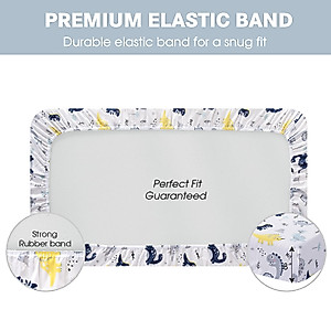 Plushii Crib Sheets for Baby Boys 3 Pack, 28"x 52" Extra Soft Microfiber Crib Sheet Set for Baby Crib Mattress Sheet & Toddler Mattress Pad, Dinosaur & Elephant & Stars