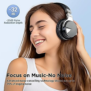 tapaxis Active Noise Cancelling Headphones Wireless Over Ear Bluetooth Headphones with Microphone, Deep Bass, Memory Foam Ear Cups, Clear Calls, 30H Playtime for Travel, Home Office, Black