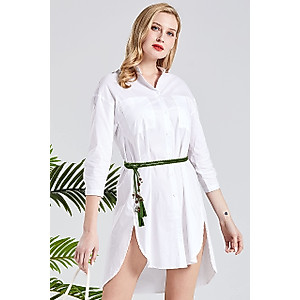 Ty Exotic Women Black Waist Belt/Rope/Chain Skinny Belt with Tassel and Beads for Ladies Skirt Dress in 8 Colors (army green)