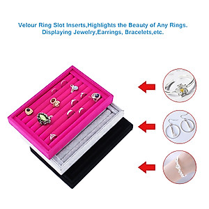 Yosoo Jewelry Ring Earrings Display Box Cufflinks Storage Tray Case Holder Organizer (Black) Jewelry Ring Insert Jewelry Box Ring Holder Inserts