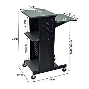 Luxor Gray 4 Shelf Mobile Presentation Station