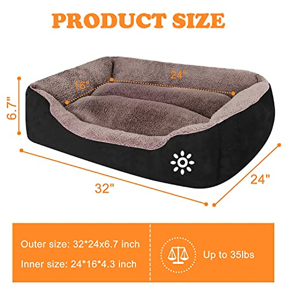 PUPPBUDD Dog Beds for Medium Dogs, Rectangle Washable Dog Bed Comfortable and Breathable Pet Sofa Warming Orthopedic Dog Bed for Medium Dogs