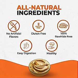 Canine Naturals Peanut Butter Chew - 100% Rawhide Free Dog Treats - Made with Real Peanut Butter - All-Natural and Easily Digestible - 6 Count of 2.5 Inch Mini Rolls for Dogs Under 20lb