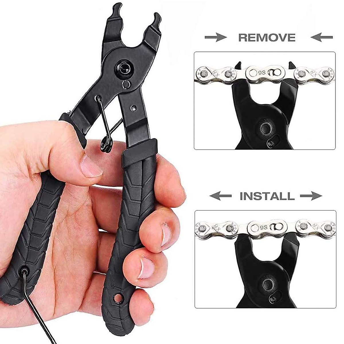 Bike Chain Tool Kit, 11PCS Bicycle Chain Tool with Bike Link Plier, Bicycle Chain Breaker Splitter, Chain Wear Indicator and Chain Checker, Road Mountain Bike Chain Repair Tools for All Bike Chains