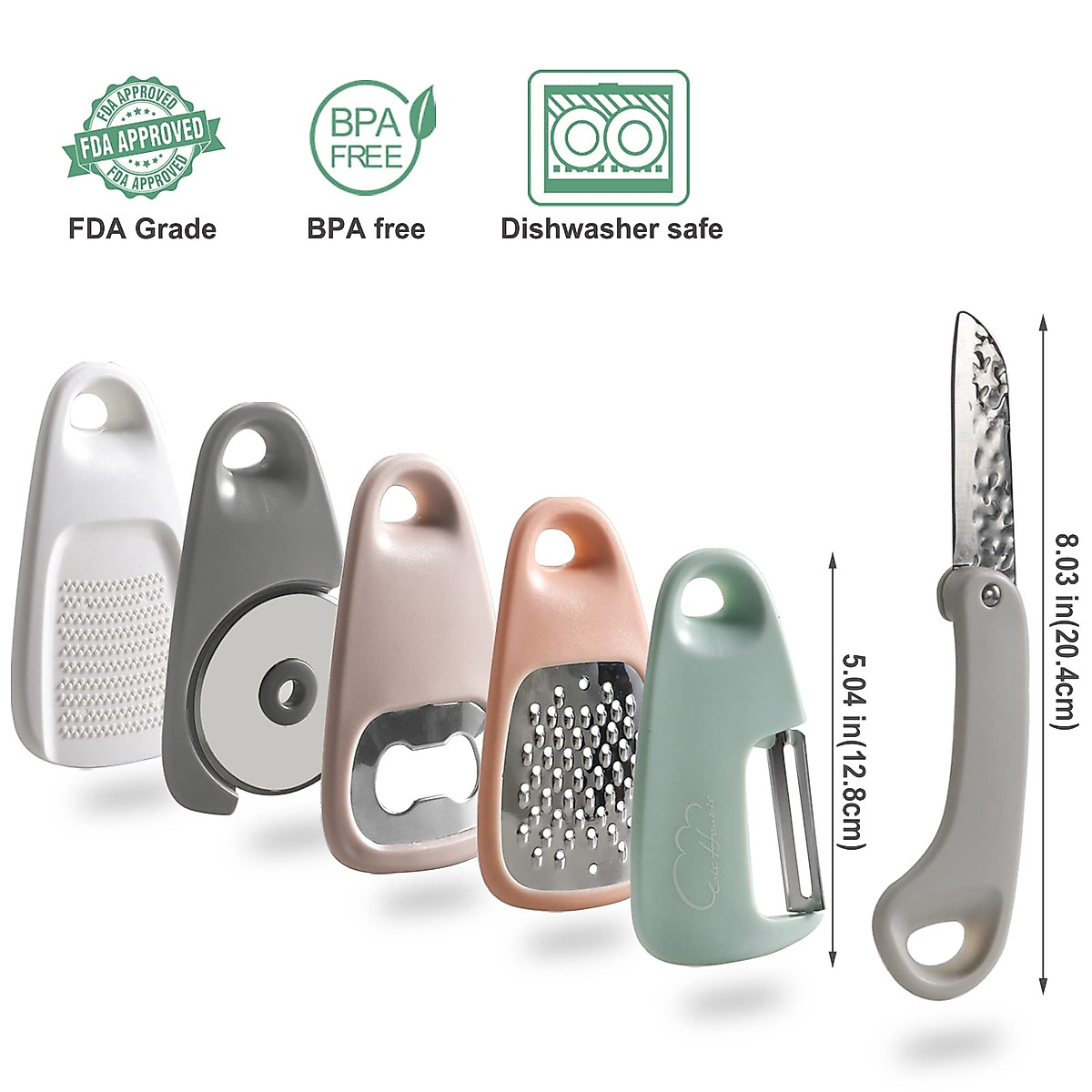 Kitchen Gadgets Set 6 Pieces, Space Saving Cooking Tools for Small Kitchen, Stackable Kitchen Accessories for RV Camping Glamping Travel Trailer Motorhome, RV Gadgets Gifts for RV Owners