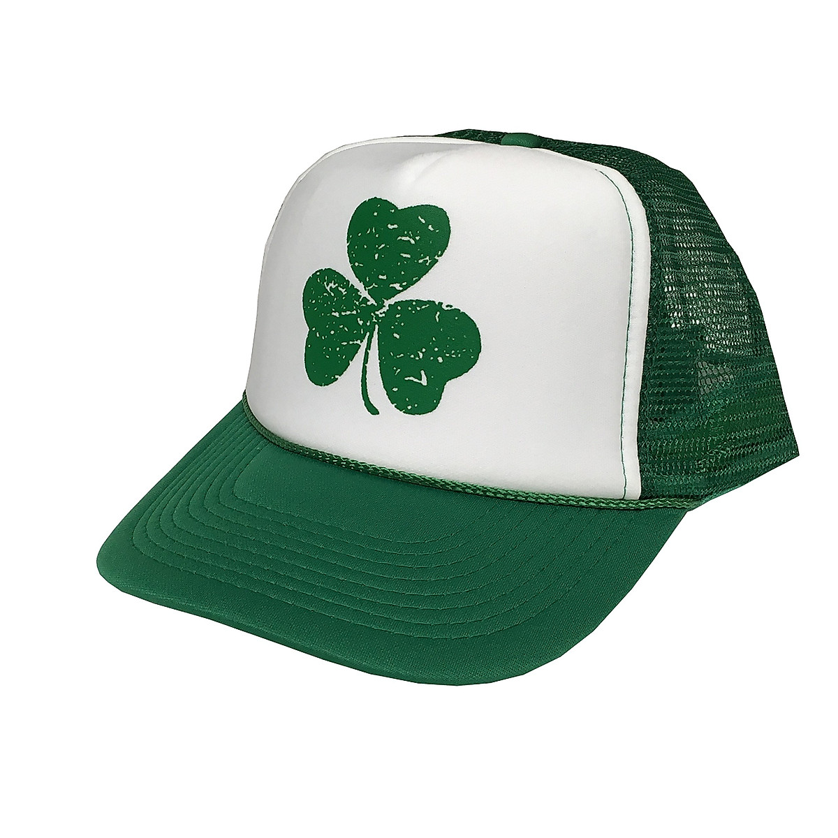 P&B Shamrock, Saint Patrick's Day Irish Day Adjustable Unisex Hat Cap (Green/White/Green)