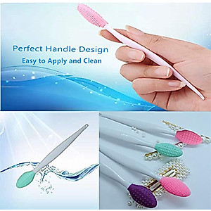 Lip Brush Tool,Double-Sided-Silicone Lip Scrub Brush Silicone Lip Brush Exfoliating for for Men Women(4 Colors,4 PCS)