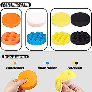 GOH DODD 4 Inch 24 Pieces Buffing Polishing Pads, Car Foam Drill Polishing Pad Kit Sponge Pads Buffer Polisher Kit Headlight Restoration Kit with Wool Pads for Car Polishing, Waxing and Cleaning