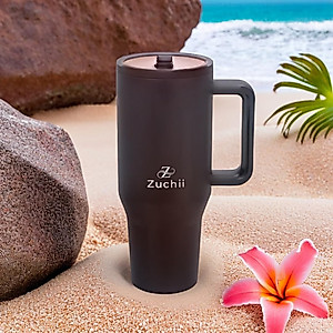 Zuchii Traveler, 40 oz Water Bottle with Handle & Flip Staraw, 100% Leak Proof Reusable Insualted Tumbler, Stainless Steel Travel Mug, Cup Holder Friendly - Gifts for women & men (Sage, 40 oz)