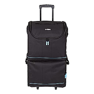 ArtBin 6922SP Tote Express Rolling Portable Art Craft & Sewing Storage Organizer Bag with Wheels-Fits Sewing Machine, 0, Black/Aqua