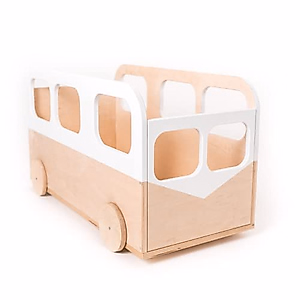 EWART WOODS Wooden toy box with wheels Kids storage book bin nursery bookshelf baby room furniture bookcase organizer on wheels