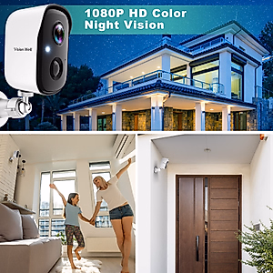 Wireless Cameras for Home/Outdoor Security, Battery Powered 1080P HD WiFi Security Cameras Wireless Outdoor with Spotlight, AI Motion Detection, Color Night Vision, SD/Cloud-2 Pack