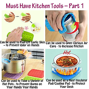 Potholder, Pot TrivetSilicone Pot Holders, Silicone Trivets, Pot Holders Heat Resistant, Hot Pad, Hot Bowl Holder, Jar Opener, Pot Spoon Holder, Non Slip, Dishwasher Available BPA Set of 6 (6.7x7in)
