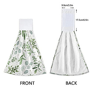 Giwawa Green Leaves Hand Towel 2 Pcs Soft Spring Leaf Hanging Towel High Absorbent Watercolor Plant Dish Towel Fast Drying Seasonal Leaves Hanging Tie Towels for Kitchen Bathroom Toilet Home 12x17in