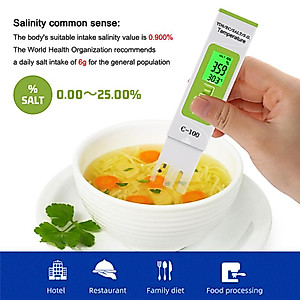 EC Meter 5-in-1 TDS Meter, SG Meter, Salinity Tester,Temp Meter.TDS Meter Digital Water Tester with Horizontal Display,ATC,PPM Meter for Farming,Pools,Drinking Water