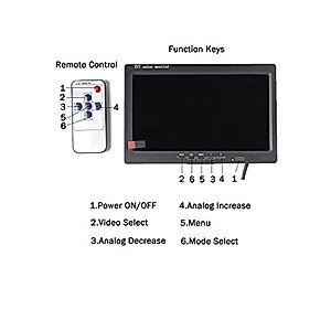 Padarsey 7 Inches TFT Color LCD Car Rear View Camera Monitor Support Rotating The Screen and 2 AV Inputs (7 Inch LCD Monitor)